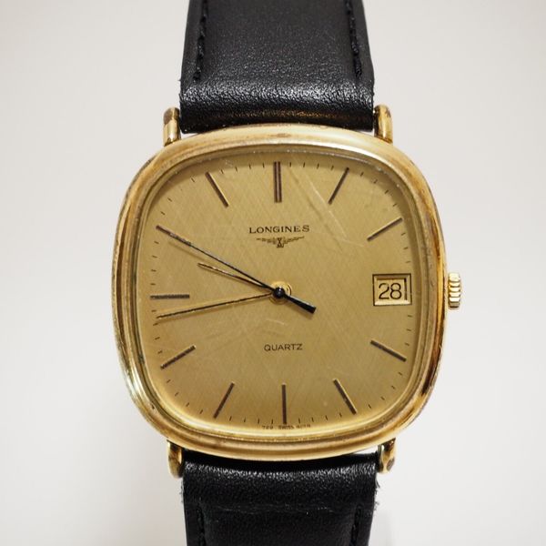 Longines Watch Quartz Date Masculino 34mm Gold Dial Square Vintage ...