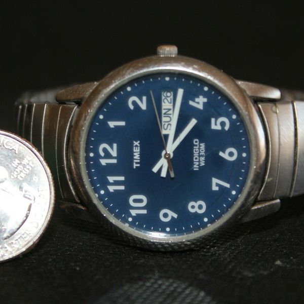 Men's Timex Indiglo WR 30m Day Date L8 Tested Working Men's Wrist Watch ...