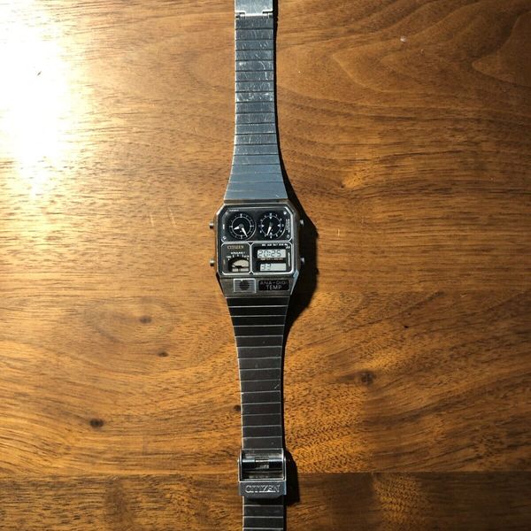 CITIZEN ANA-DIGI TEMP Analog & Digital Thermometer Silver Black classic ...