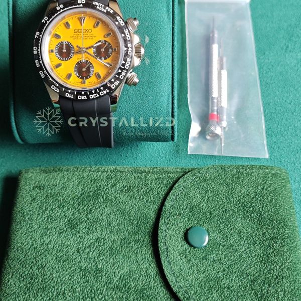 CUSTOM MOD SEIKO VK63 CHRONOGRAPH MOVEMENT 40MM BUMBLEBEE DAYTONA DIAL ...