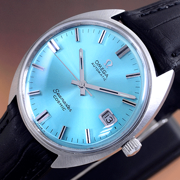 VINTAGE OMEGA SEAMASTER COSMIC AUTOMATIC SKY BLUE DIAL DATE DRESS MEN'S ...
