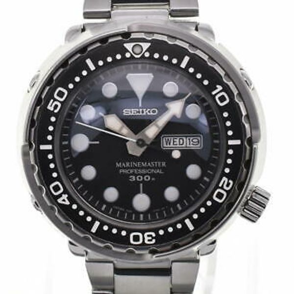 SEIKO Marine master 7C46-0AC0/SBBN015 black Dial Quartz Men's Watch V ...