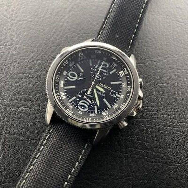 Seiko Prospex Solar Chronograph Mens Watch V172-0AL0 Stainless Steel ...