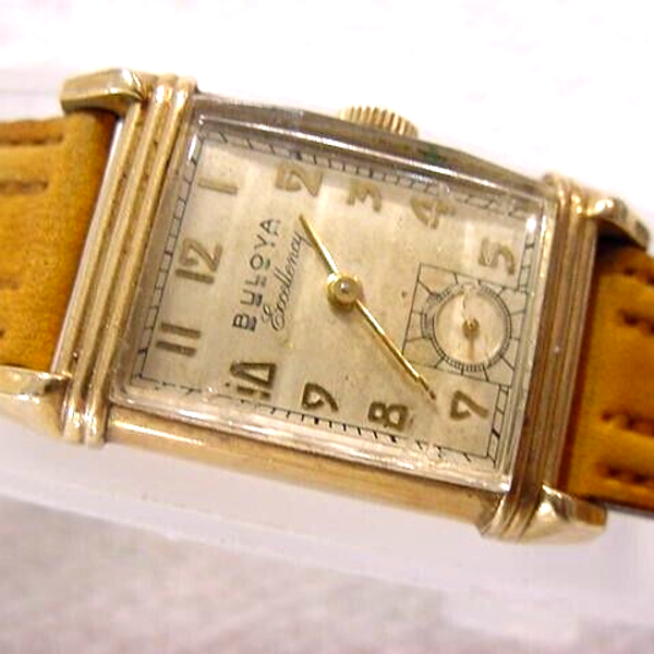 Vintage GOLD FD large antique Art Deco BULOVA EXCELLENCY 21 JEWELS mens ...