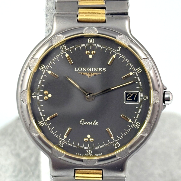 LONGINES CONQUEST L161.2 DATE MEN'S GRAY VINTAGE WATCH SWISS QUARTZ ...