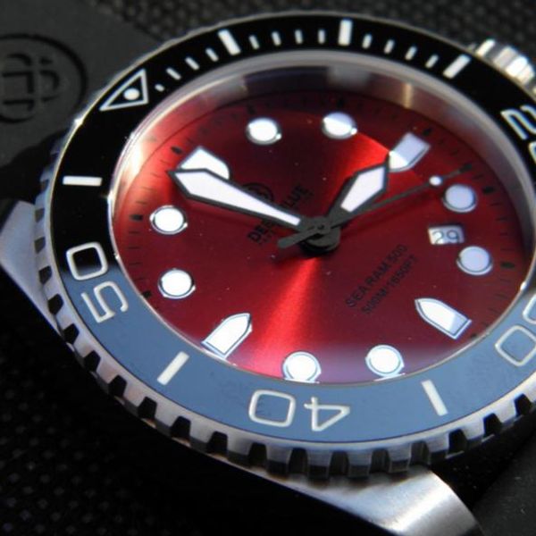 DEEP BLUE Sea Ram 500 - red sunray Dial - New - with the discontinued ...