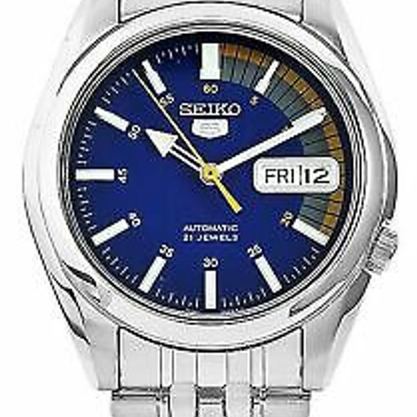 Seiko 5 Automatic Blue Dial Silver Stainless Steel Men's Watch SNK371K1 ...