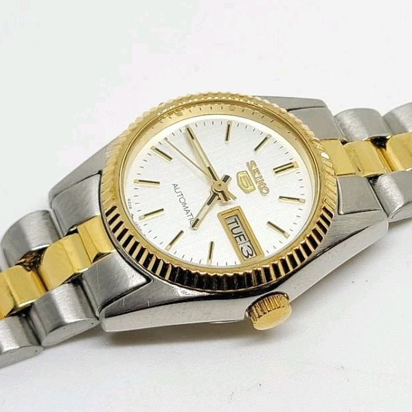 Vintage SEIKO 5 4206-0510 Day Date Silver Dial Automatic Ladies Wrist ...