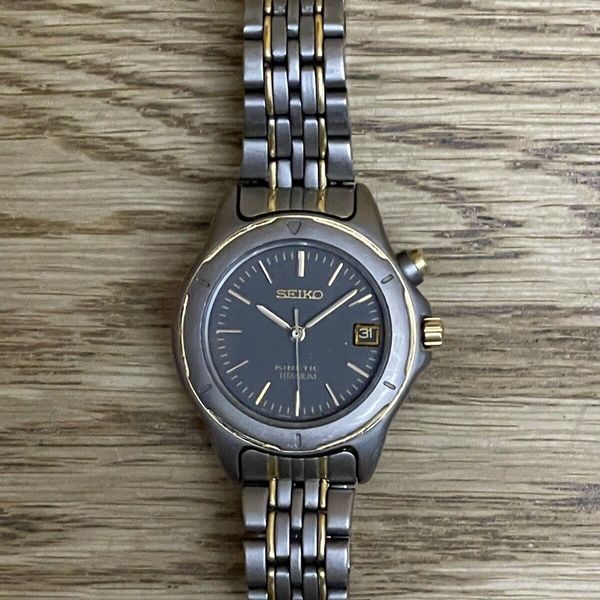Seiko Crystal Titanium Kinetic 3M63-0A10 Men's Dial Watch 10 Bar ...