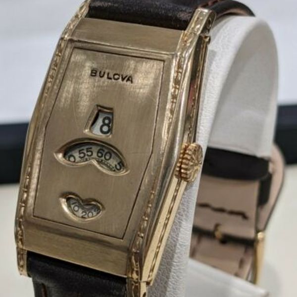 1932 Bulova JUMP HOUR Scarce Very Nice Case & Movement. Runs But Needs ...