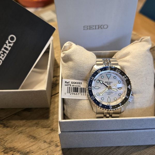 Seiko 5 Sports GMT SSK033 Automatic â White Dial â Blue/Black Bezel ...