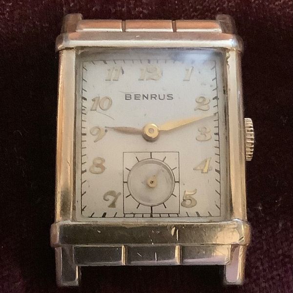 Benrus Menâ s Gold Filled Rectangular Fancy Case Hooded Lugs Model BO1 Movement | WatchCharts ...