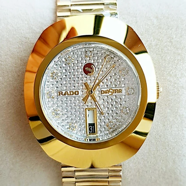 Vintage Rado Diastar Automatic 36 MM White Dial White Stone Men's Wrist ...