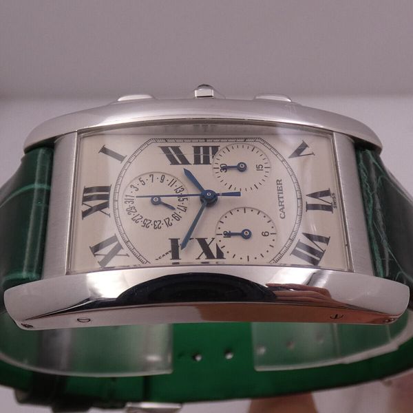 CARTIER TANK AMERICAINE CHRONOGRAPH ORO BIANCO 18Kt WITH PAPERS ANNO ...