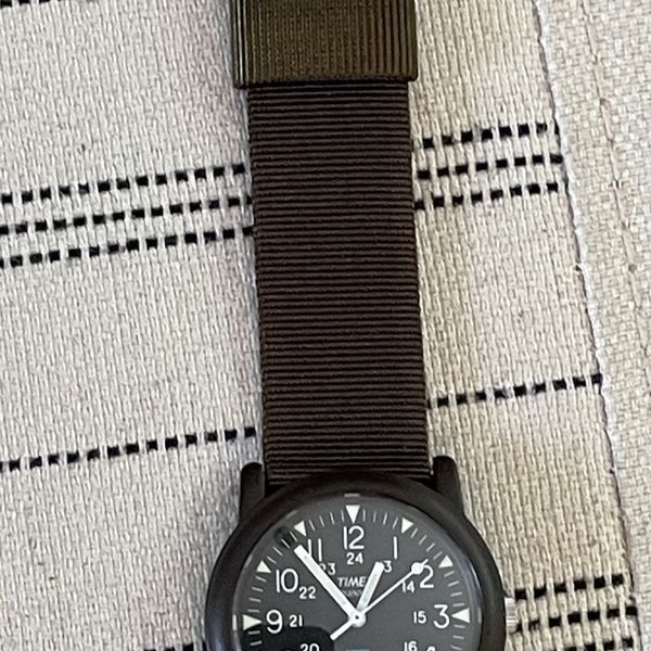 Vintage Timex Quartz MacGyver Camper Menâ s Military Field Watch Brown ...