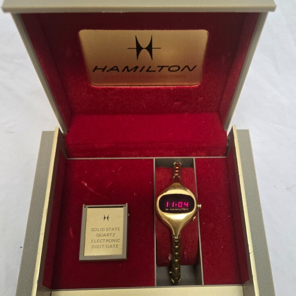 Vintage Hamilton Ladies Red LED Watch with Original Box | WatchCharts ...