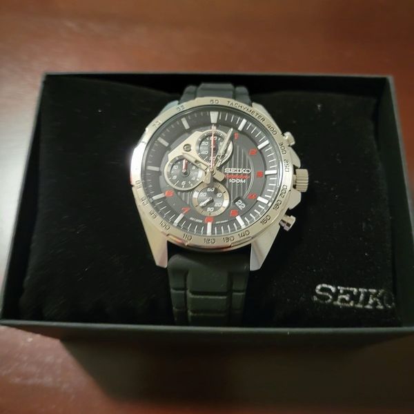 SEIKO Chronograph Black Silicone Men's Watch - SSB325 | WatchCharts ...