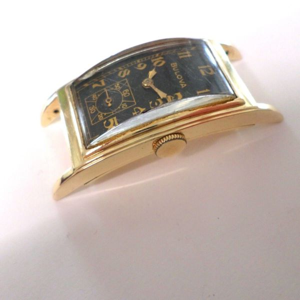 Vintage Mens Bulova Curved Long Case 10K GF Curvex Type Watch Cal 7AP ...
