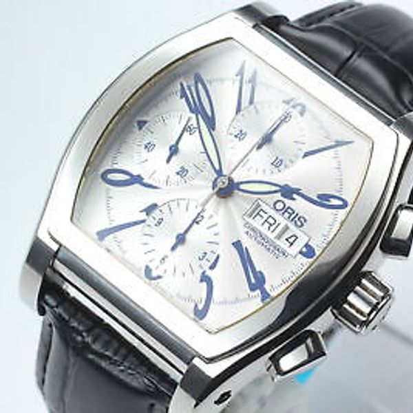 ORIS Miles 7532 40mm Tonneau Automatic Chronograph Men's Watch White ...