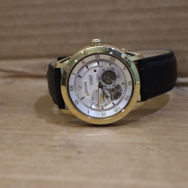 Bulova Men's Watch Automatic Gold Tone White Dial Stainless Steel Watch ...