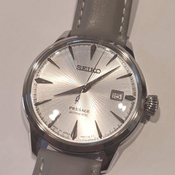 Seiko Presage Cocktail Time automatic blue dial leather strap watch ...