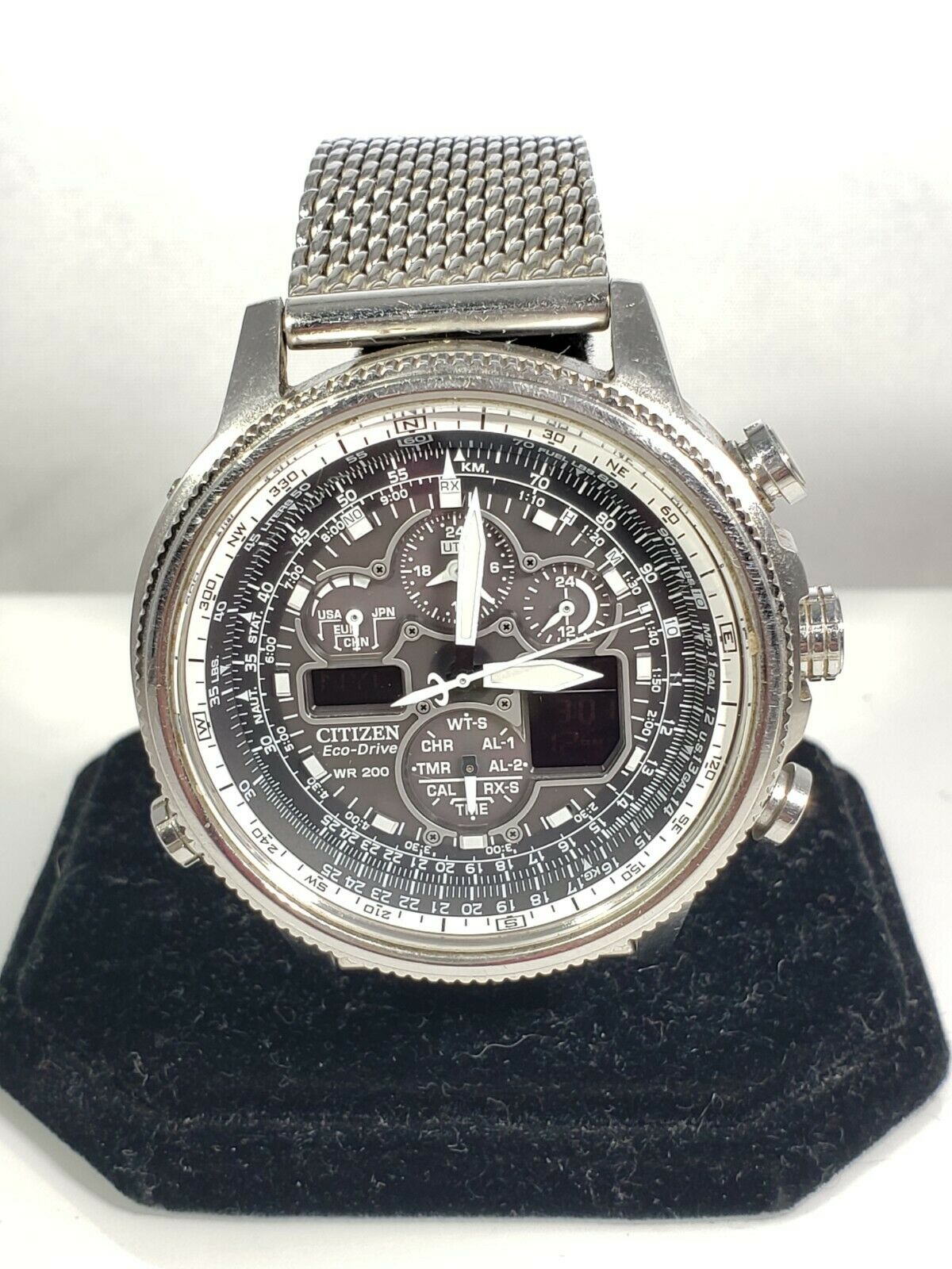 Citizen Promaster NaviHawk Chrono AT Black Dial Mesh Band Men's Watch ...