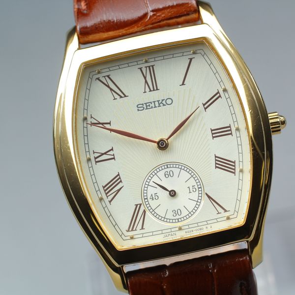 Vintage 1993 N MINT SEIKO 6G28-00A0 Gold Roman Small Seconds Quartz Men ...