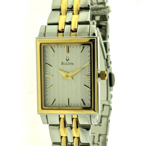 Bulova 98L146 Women's Two-Tone Quartz Analog Dress White Dial Tank ...