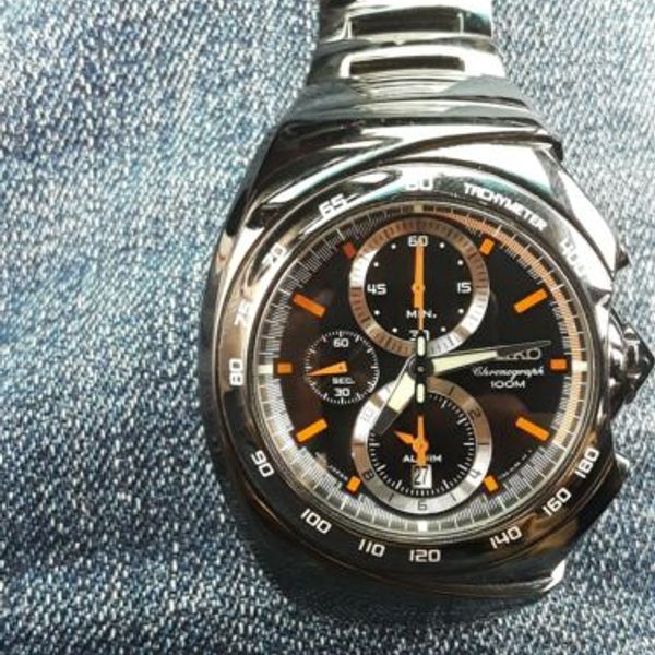 Seiko 7T62-0HK0 Streamline Alarm Chronograph Black IP Mens Quartz Watch ...