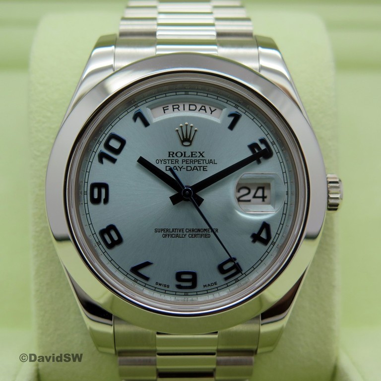 FS: Rolex 218206 PLATINUM 41MM DAY DATE II-GLACIER ARABIC DIAL-RANDOM ...