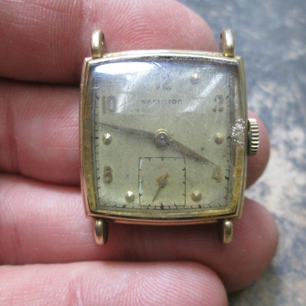 VINTAGE Hamilton 747 MOVEMENT 17J ESTATE FOUND FANCY LUGS RUNNING WRIST ...