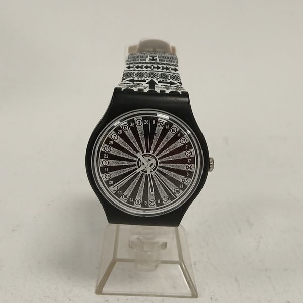 Swatch Black & White Dartboard Design Watch with Box & Papers Pre Owned ...