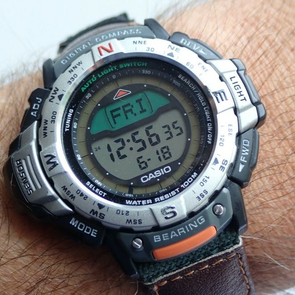 CASIO PRO TREK PRT-35 Quartz Clear Dial Digital Compass Bearing World ...