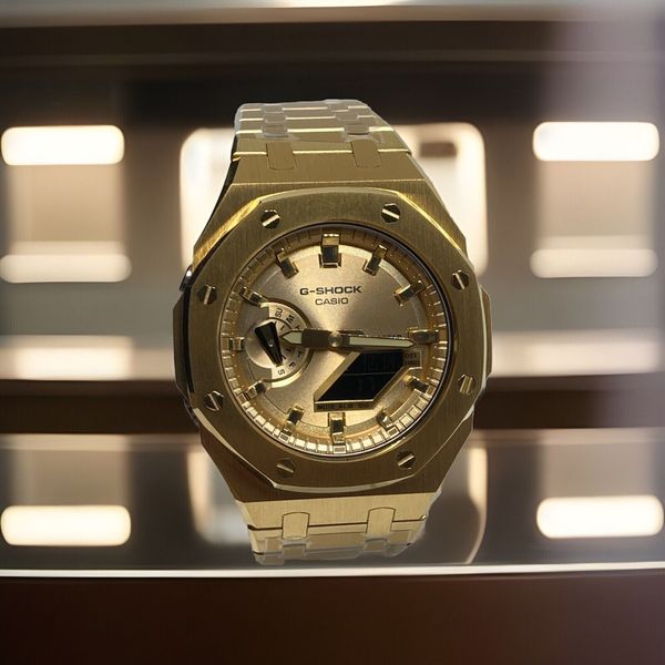 Casio G-Shock GA-2100GB-1AER â Golden Eyeâ Custom Steel Case Mod Men's ...