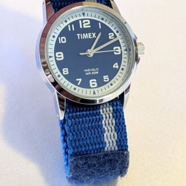 Timex Analog Easy Reader Watch Blue Face Hook And Loop Band Water ...