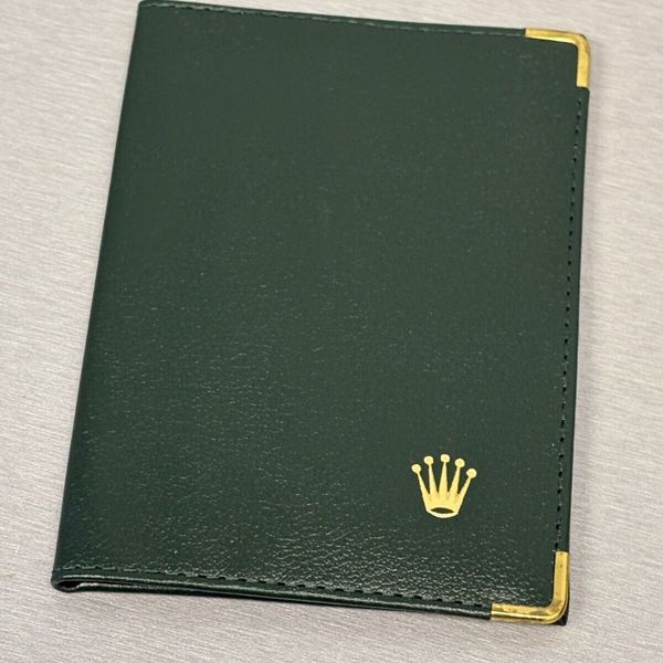 ORIGINAL AUTHENTIC ROLEX GREEN LEATHER TALL FOLDING WALLET WITH ...