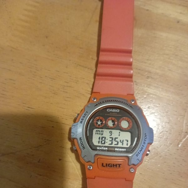 Orange CASIO Illuminator 3225 W-214H Alarm Chronograph Digital Menâ s ...