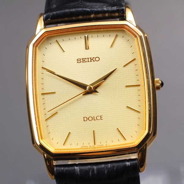 [Near MINT] SEIKO Dolce 8J41-5000 27mm Gold Tank Qz Men's Watch JAPAN Vintage | WatchCharts ...