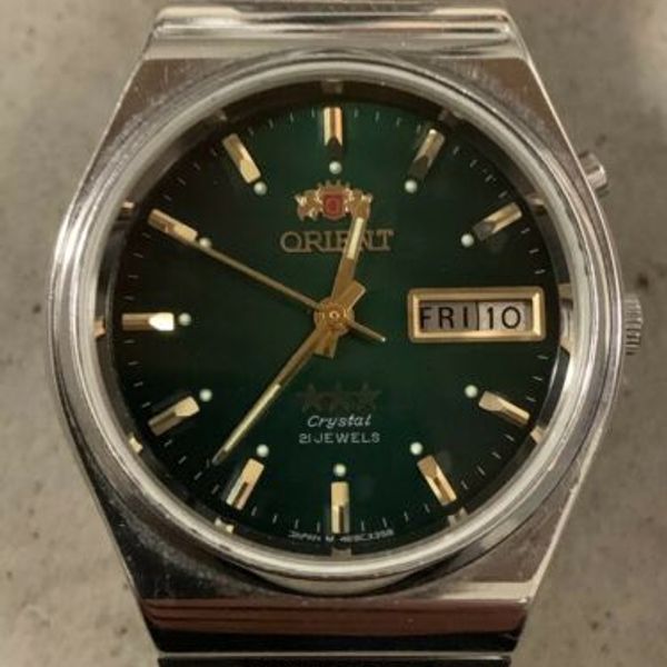 Vintage Orient Crystal 21 Jewels Green Face 3 Stars | WatchCharts ...