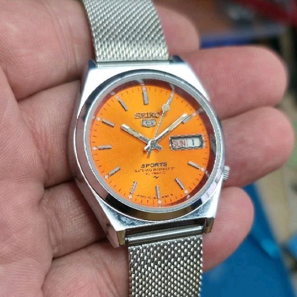 Vintage Orginal Seiko Sports 5 Stunning Orange Dial Automatic ...