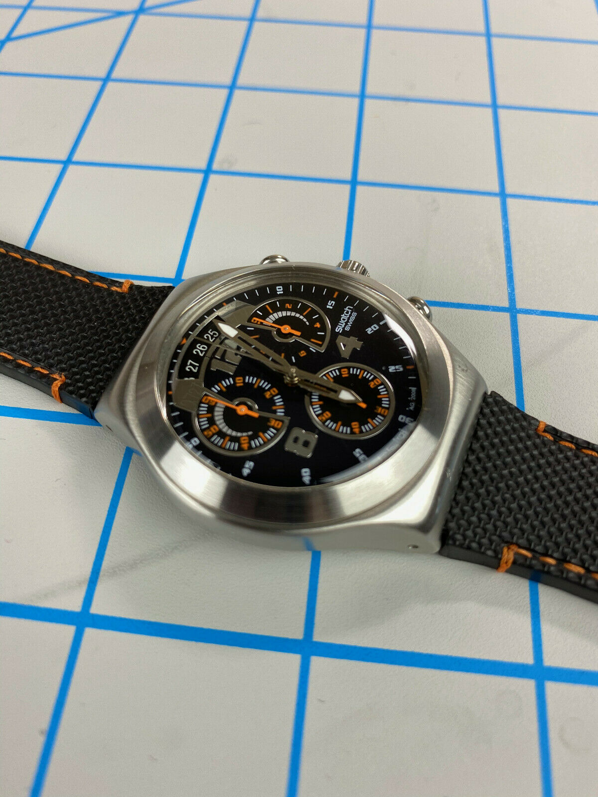 Swatch Fine Steel YCS514 2009 Irony Big 37mm Stainless Steel Silicone ...
