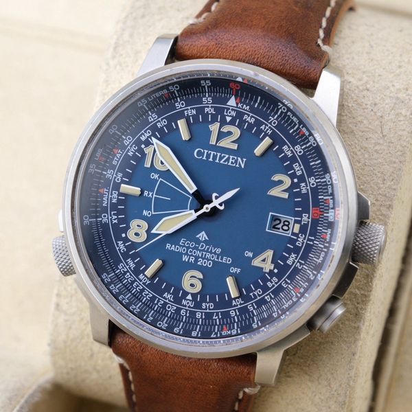 Citizen Promaster Air Skyhawk Sapphire Blue Dial Leather Band Watch ...
