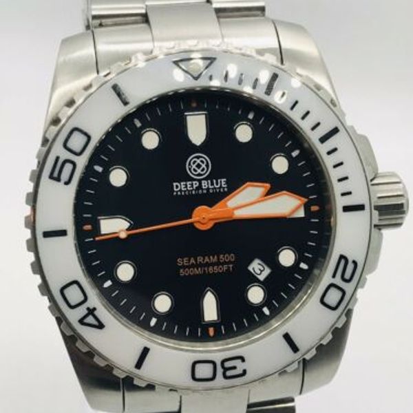 Deep Blue Dive Watch-Sea Ram Quartz / Black dial white bezel | WatchCharts