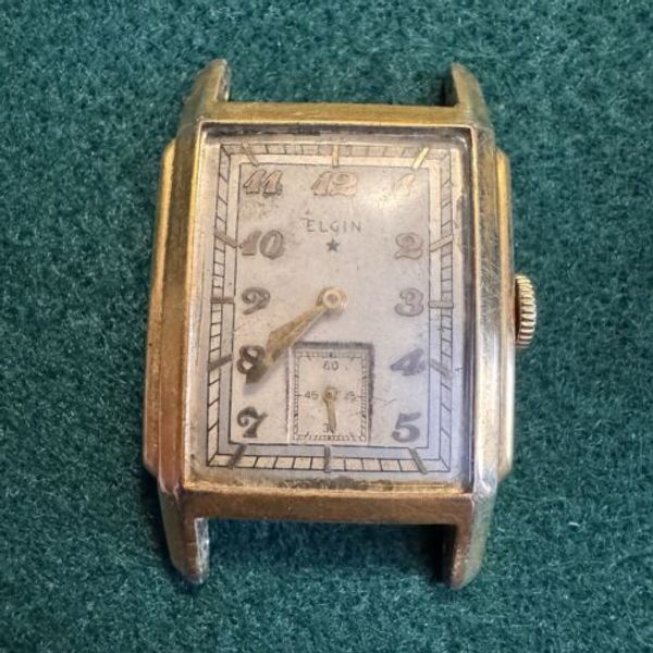 Vintage Elgin Star Square 17 Jewel Men's Wristwatch 14k Gold Filled ...