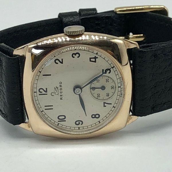 Vintage 9k 9ct solid gold Record Mens Swiss Watch (Longines) Serviced ...
