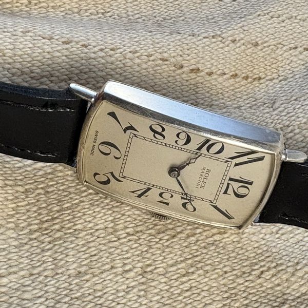 RARE VINTAGE MEN'S watch ROLEX MARCONI , SILVER,EXAGGERATED NUMBERS ...