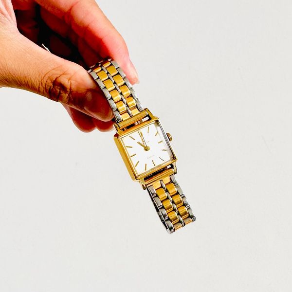 STEAL ️ Omega Turler Two Tone Gold Stainless Steel Square Dial 22MM ...