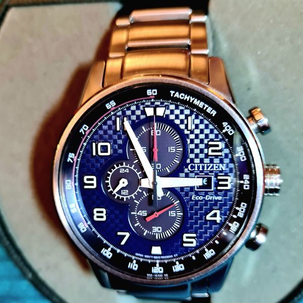 Citizen Eco Drive Mens Chronograph Blue Face Watch. Rare Design. Exc ...