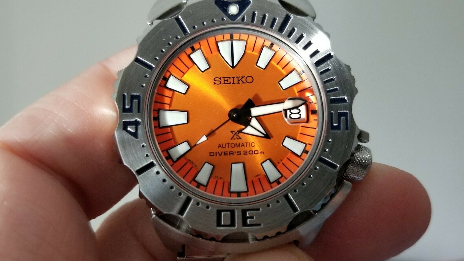 Seiko Monster Orange Sunburst 200m Automatic Diver SBDC075 New Without ...