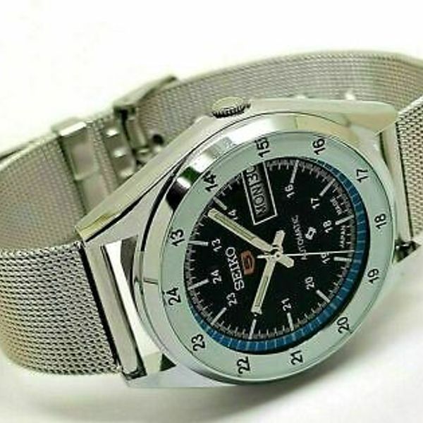 seiko 5 automatic men's railway time 6309 day/date vintage japan watch ...